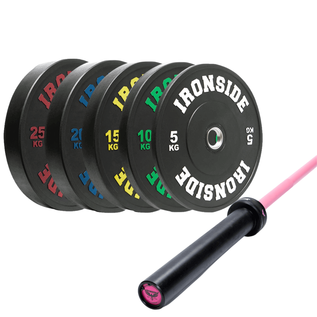 Pack IRONSIDE Barra Phoenix Cerakote (1.500 lb) + Set Discos PRO (150 ...